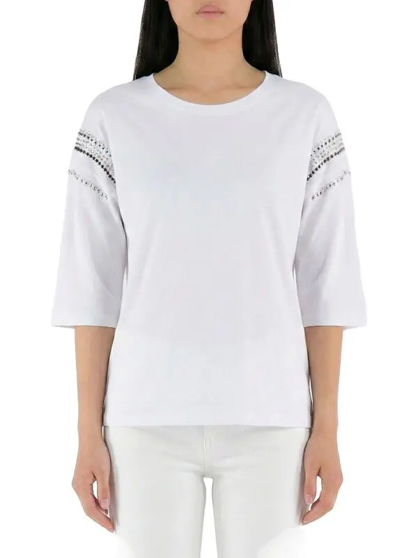 Liu Jo Embellished Sleeve T-shirt - White