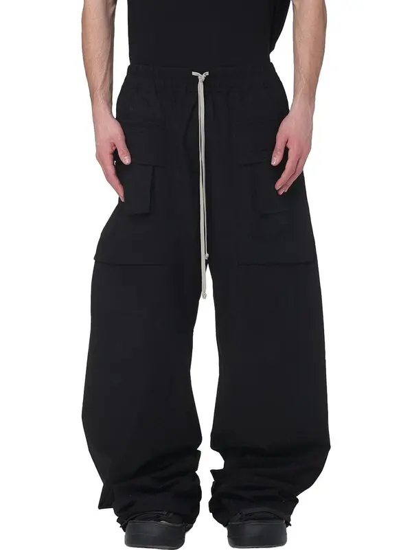 Rick Owens Cotton Flared Cargo Trousers - Black