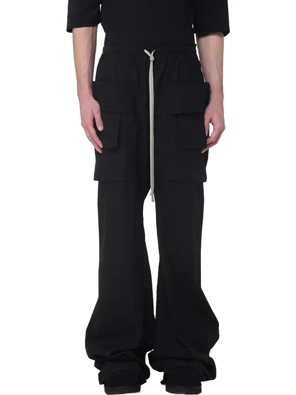 Rick Owens Cotton Flared Cargo Trousers - Black
