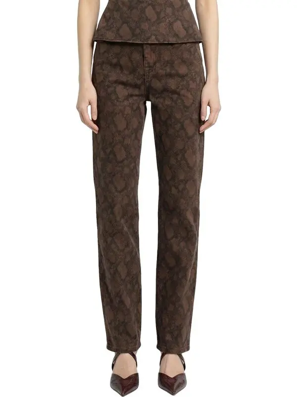 ROTATE BY BIRGER CHRISTENSEN Animal Print Straight Leg Jeans - Brown