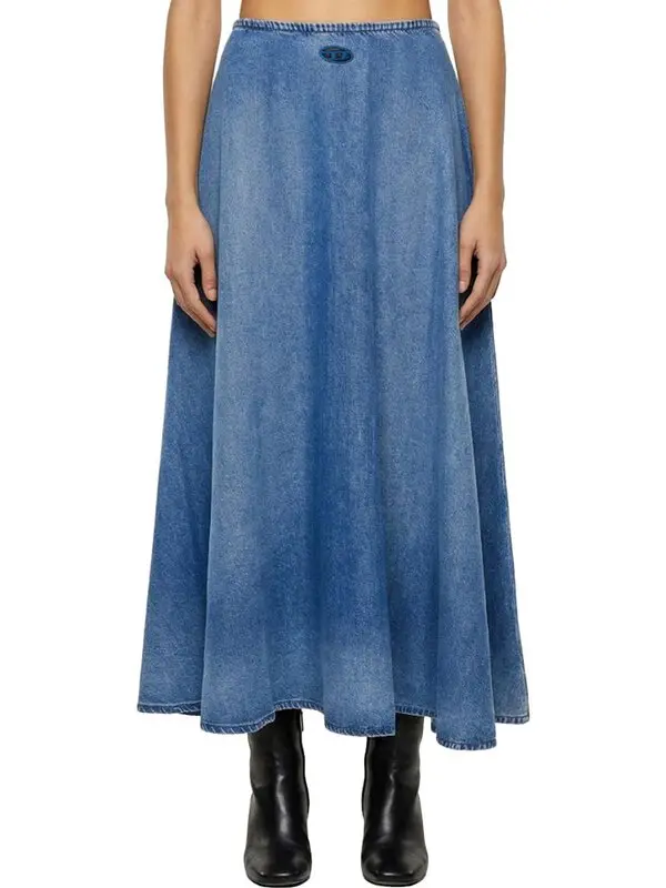 DIESEL® Oval D Denim Maxi Skirt - Blue
