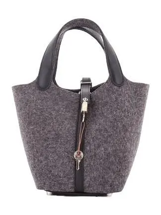 Hermès Picotin Lock Bag Felt With Leather Pm - Grey