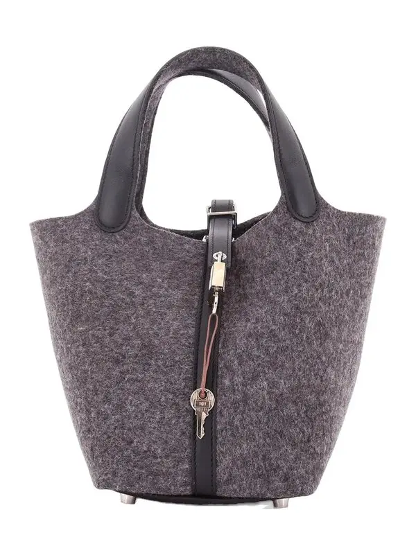 HERMES Picotin Lock Bag Felt With Leather Pm - Gris Moyen