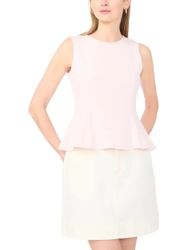 Vince Camuto Cotton Blend Peplum Tank - Pink Lilac