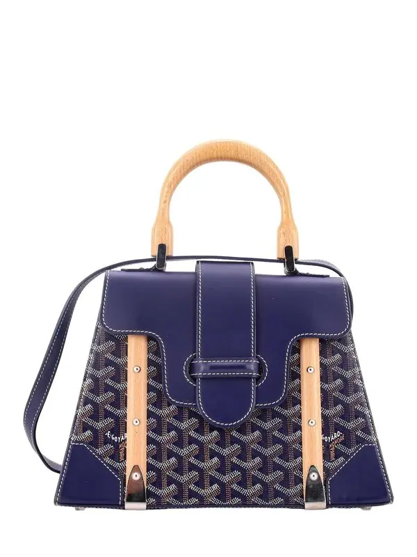 Goyard Saigon Top Handle Bag Coated Canvas With Leather Pm - Blue
