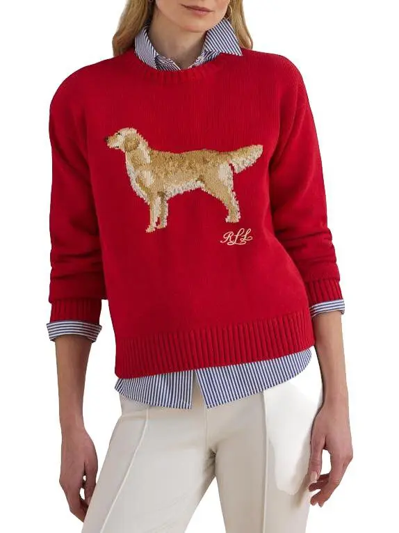 Ralph Lauren Cotton Intarsia Sweater - Cruise Red Multi