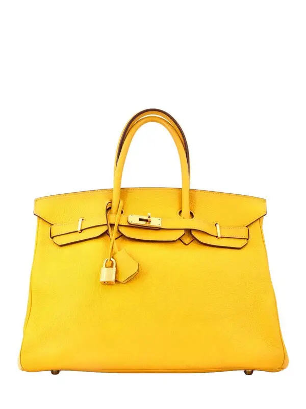 HERMES Birkin 35 Handbag Yellow Togo Leather With Gold Hardware - Soleil