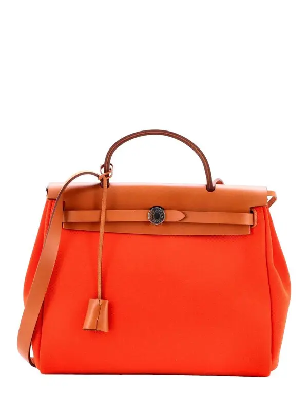 HERMES Herbag Zip Leather And Toile 31 - Capucine