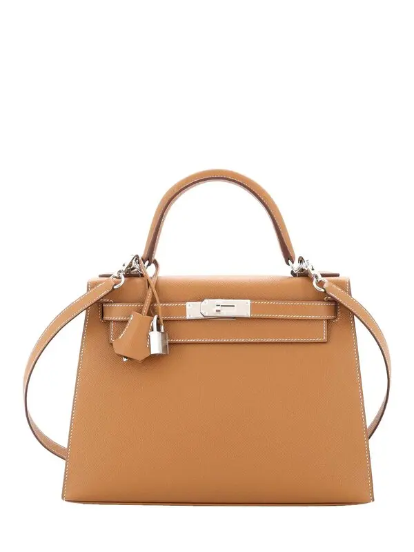 HERMES Kelly Handbag Epsom With Palladium Hardware 28 - Gold