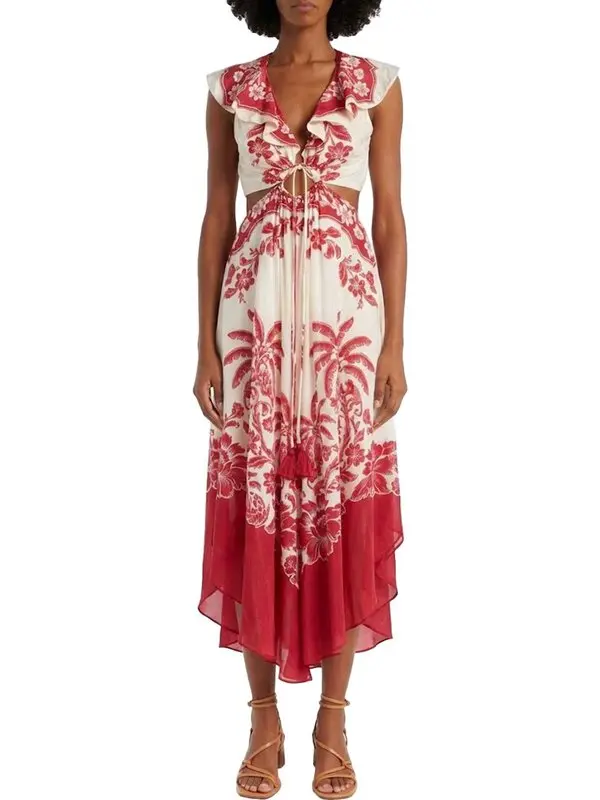 Farm Rio Printed Maxi Dress - Red