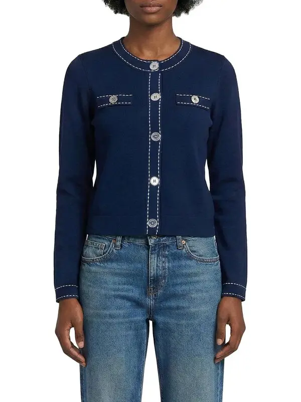 Michael Kors Viscose Blend Cardigan - Blue