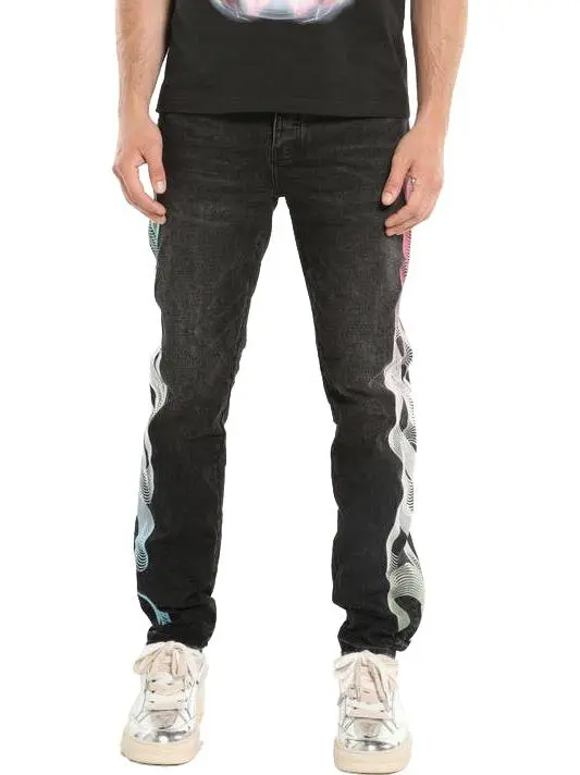 PURPLE BRAND Embroidered Gradient Logo Slim Straight-leg Jeans - Black