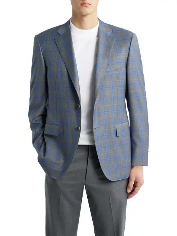 Canali Siena Regular Fit Shadow Check Wool Sport Coat - Grey
