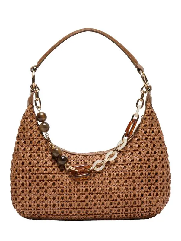 Dolce Vita Poppie Woven Shoulder Bag - Saddle
