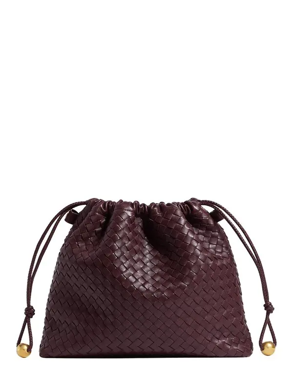 BOTTEGA  VENETA Intrecciato Nappa Leather Pouch - Deep Mahogany