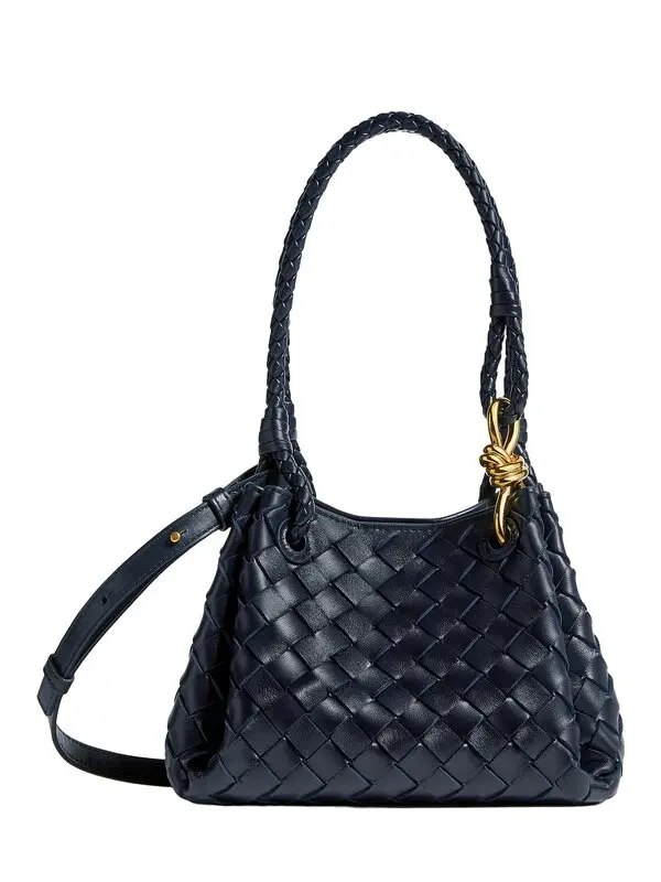 Bottega Veneta Small Intrecciato Leather Shoulder Bag - Midnight