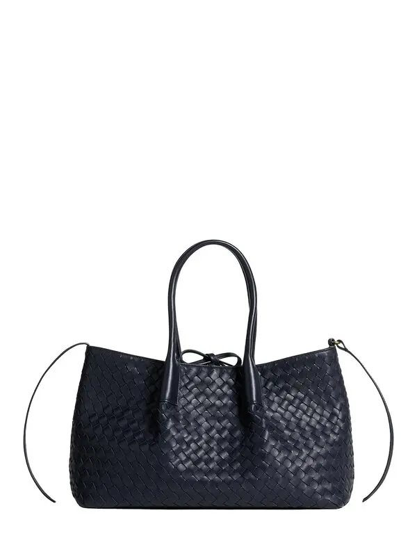 BOTTEGA  VENETA Pinacoteca Intrecciato Reversible Tote Bag - Midnight/basalt
