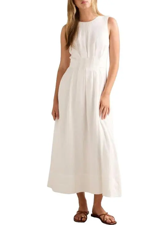 EVER NEW Rosie Tuck Detail Sleeveless Linen Dress - Porcelain