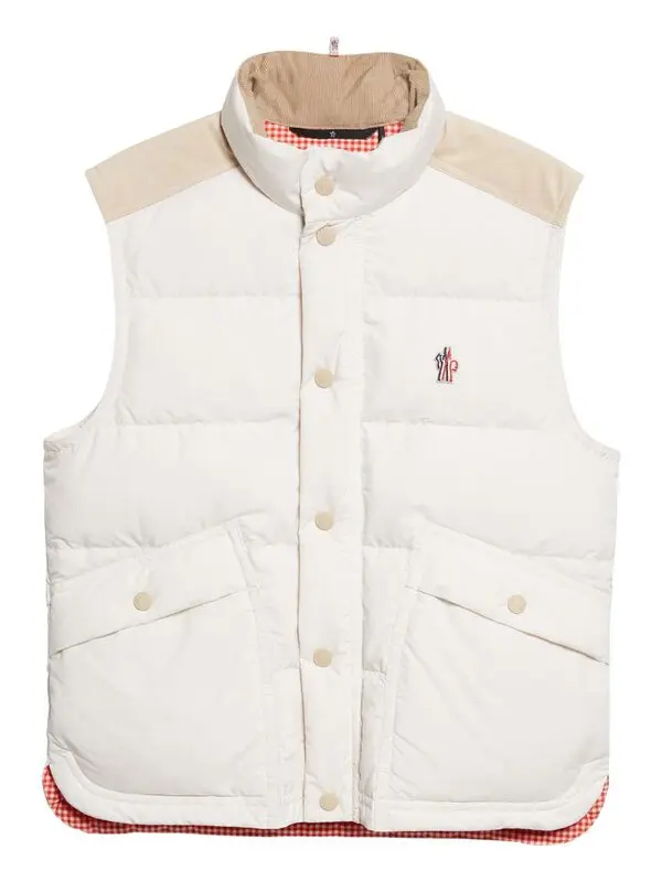 Moncler Scaïs Mixed Media Down Puffer Vest - Bright White