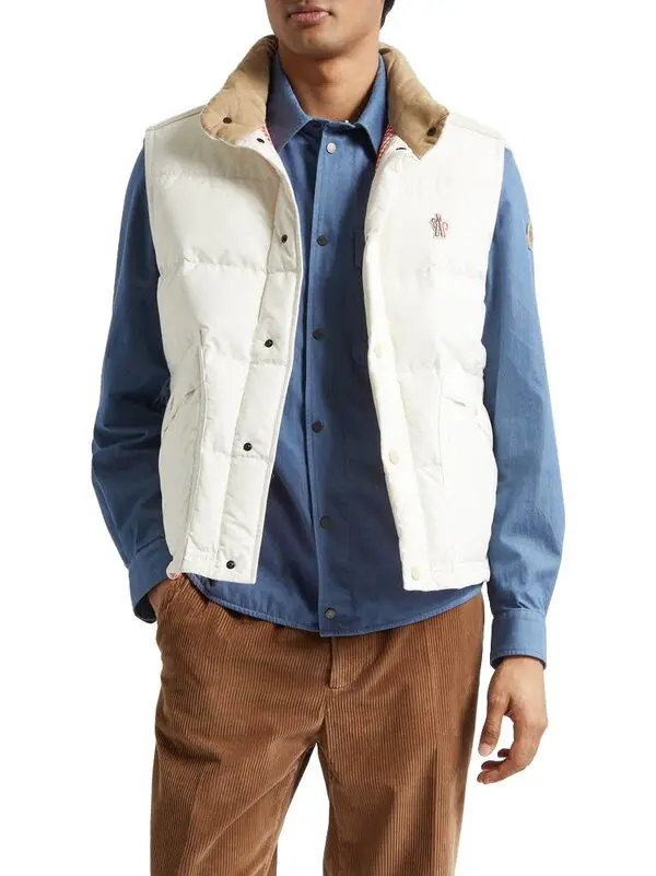 Moncler Scaïs Mixed Media Down Puffer Vest - Bright White
