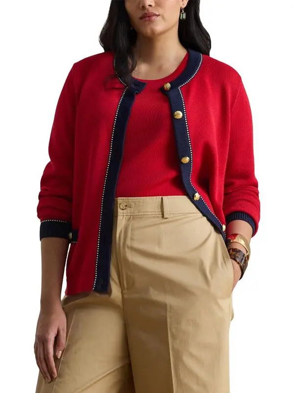 Ralph Lauren Two-tone Cardigan - Cruise Red/multi