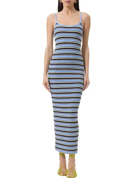 AFRM Ashlyn Ribbed Body-con Midi Dress - Iris Stripe
