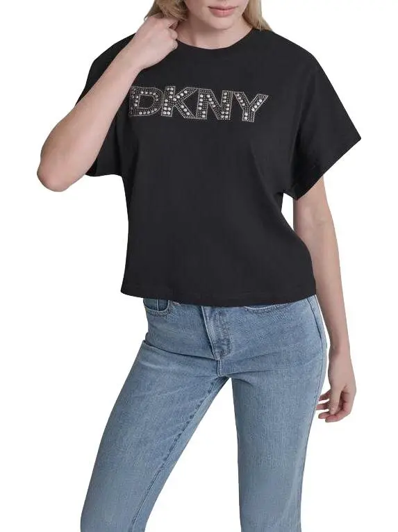 Dkny Logo Graphic Cotton-blend T-shirt - Black