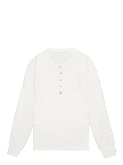 FORTELA Long Sleeve Cotton Serafino Top - White
