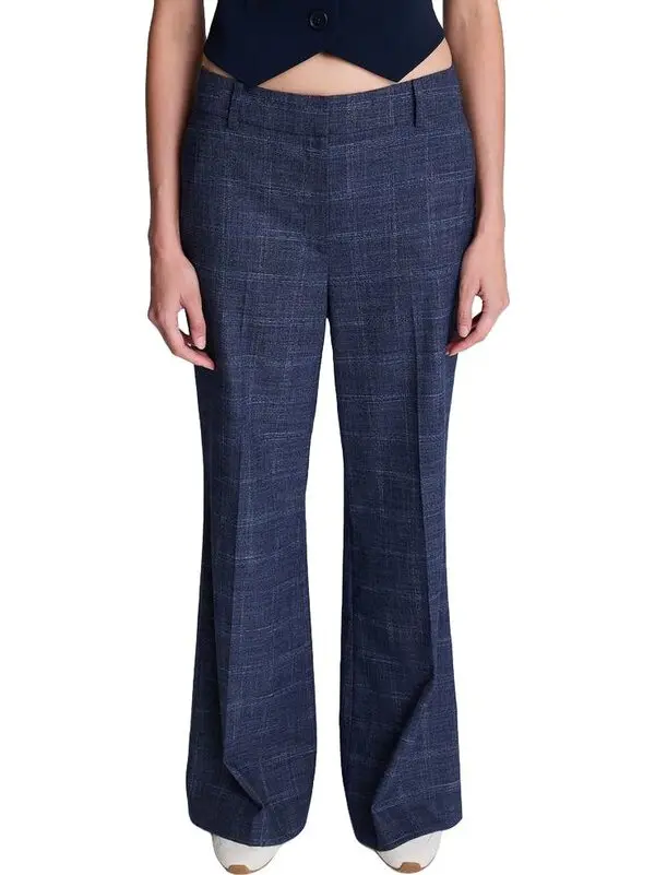 KENNETH COLE Flare Leg Trousers - Dark Navy Multi
