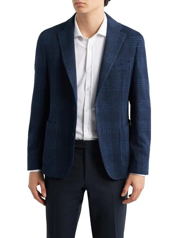 BOSS Hanry Slim-fit Plaid Sport Coat - Dk Bu