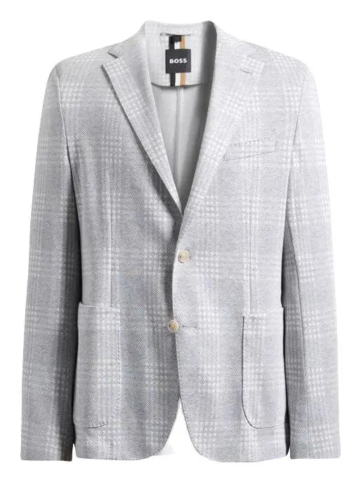 BOSS Hanry Slim-fit Plaid Sport Coat - Silver