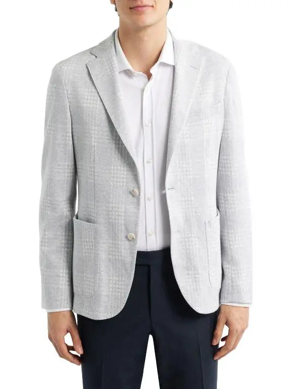 BOSS Hanry Slim-fit Plaid Sport Coat - Silver