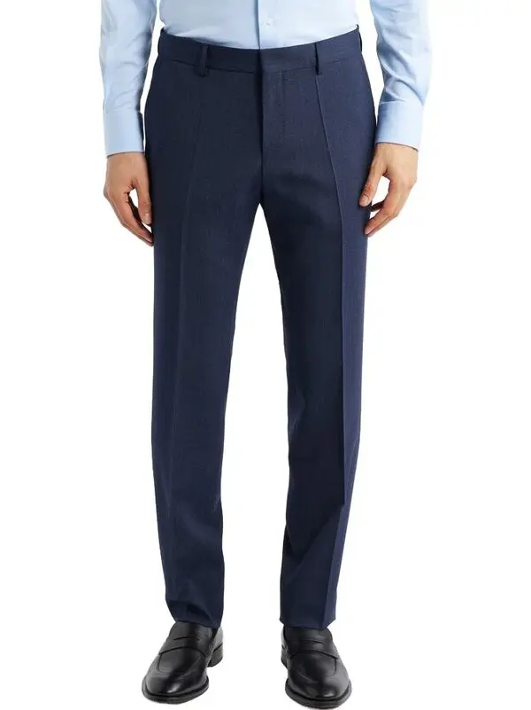 BOSS Slim Fit Virgin Wool Dress Pants - Dark Blue