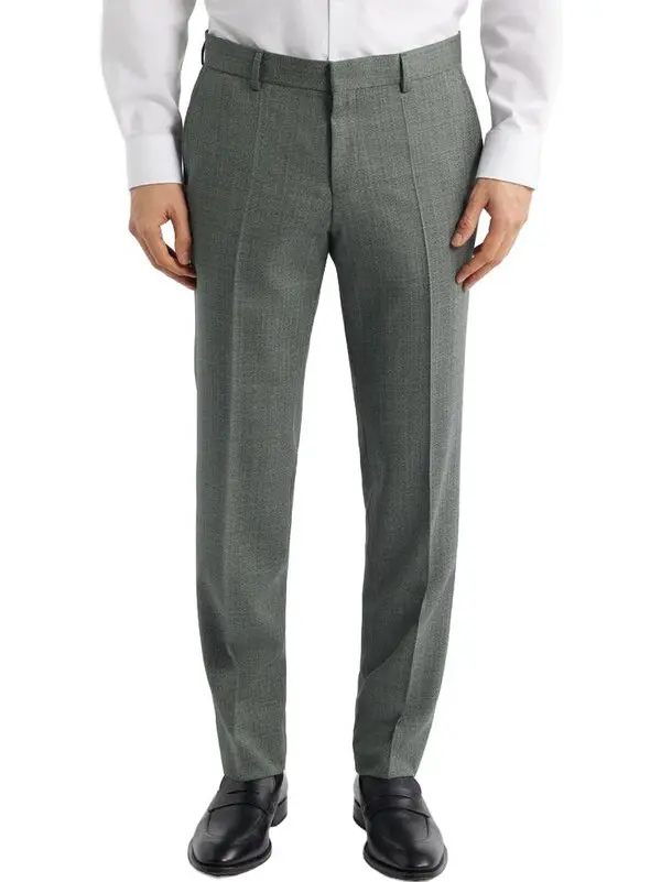 BOSS Slim Fit Virgin Wool Dress Pants - Open Green