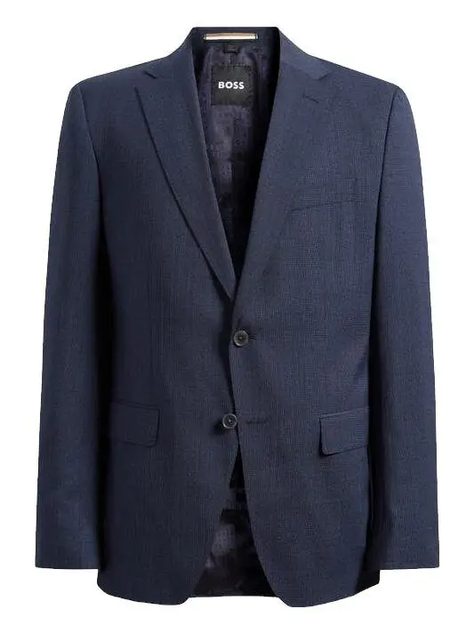 BOSS Hutson Slim-fit Virgin Wool Sport Coat - Dark Blue