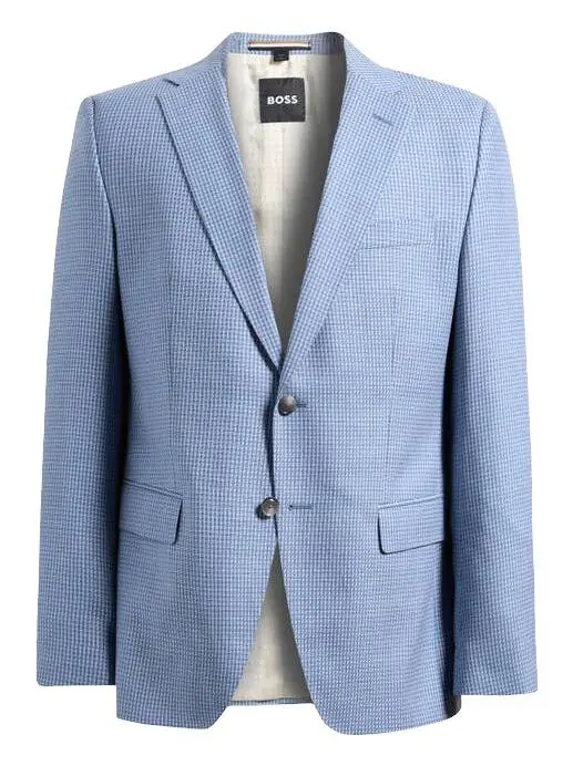 BOSS Hutson Slim-fit Herringbone Virgin Wool Sport Coat - Light Past/bu
