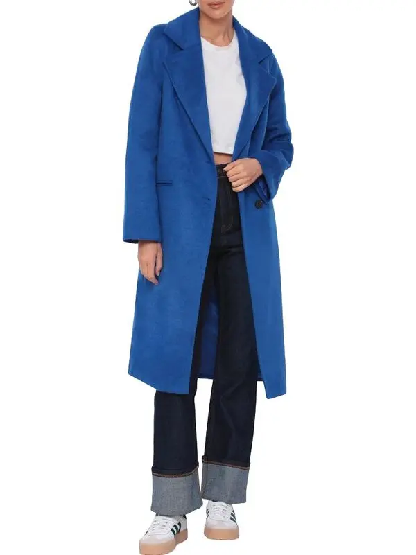 Avec Les Filles Single-breasted Notched Collar Coat - Lapis