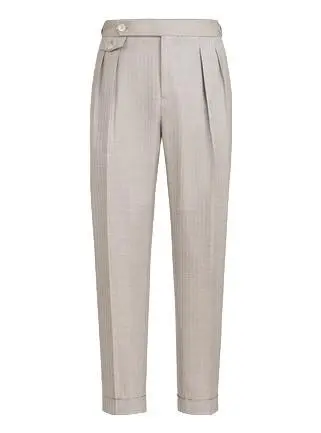 Brunello Cucinelli Chevron Pleated Trousers - Light Grey