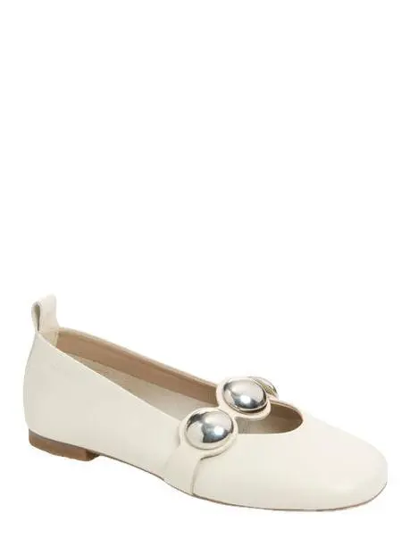 WONDERS Stud-embellished Leather Ballet Flats - Sauvage Off White
