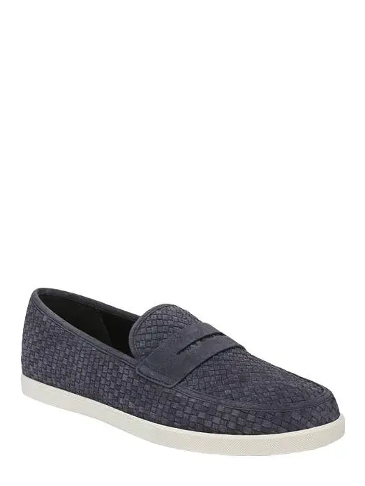 Vince Santino Woven Suede Penny Loafer - Blue Ink
