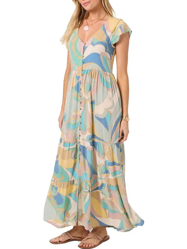 O'Neill Zygrid Butterfly Maxi Dress - Desert Sage