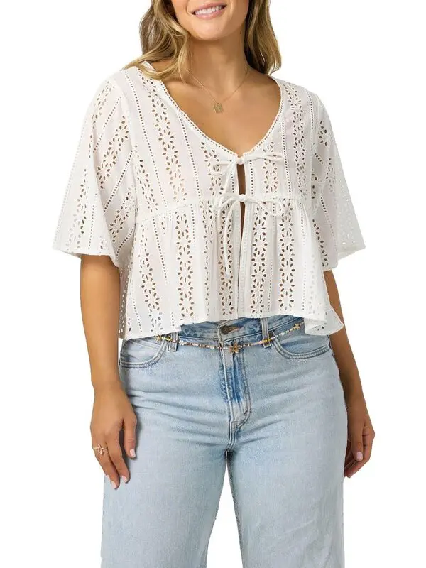 O'Neill Eyelet Babydoll Top - White