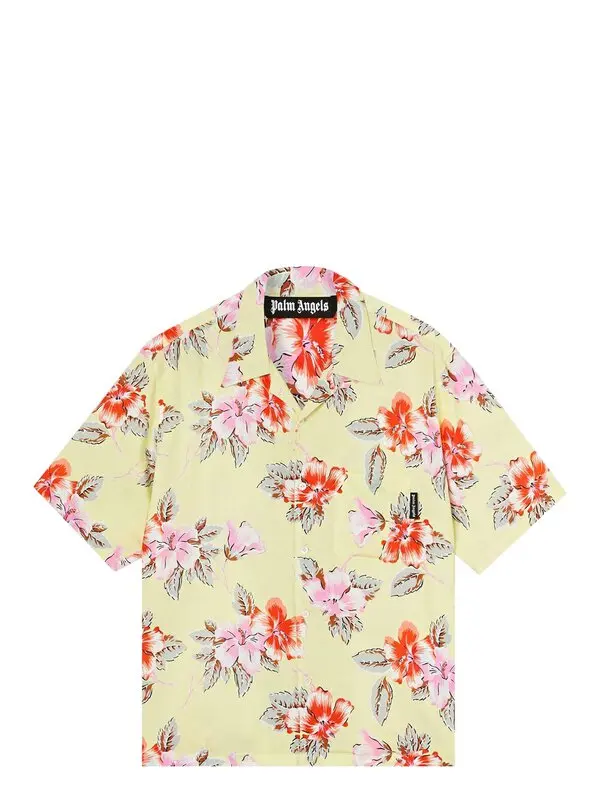 Palm Angels Hibiscus Print Bowling Shirt - Yellow