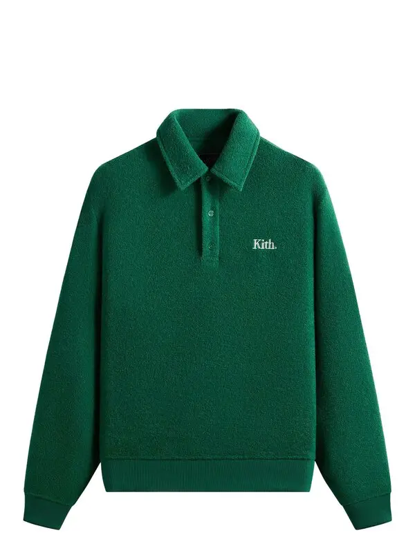 Kith Towel Boucle Long Sleeve Drew Polo - Green