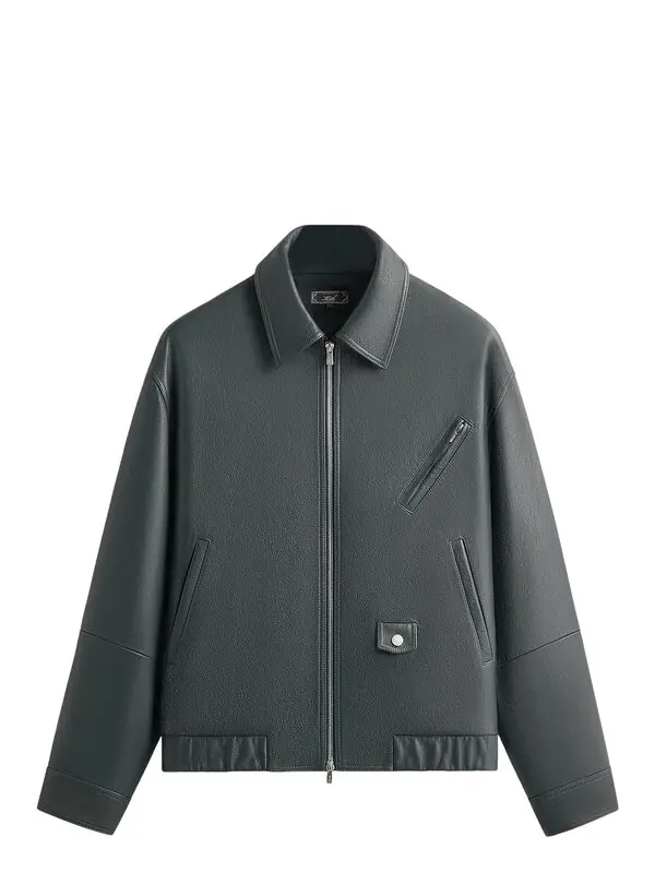 Kith Pebbled Leather Jett Blouson Jacket - Green
