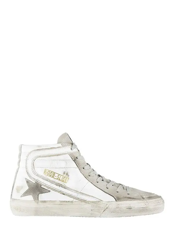 GOLDEN GOOSE Distressed Slide High-top Sneakers - White