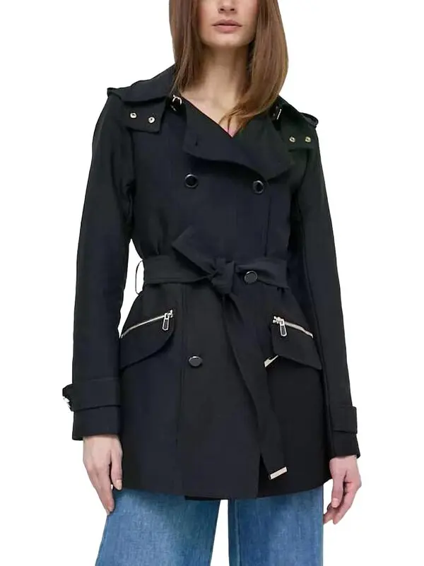 MORGAN Belted Hooded Coat - Black