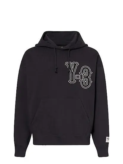 Y3 Elite 5 Gfx Logo-embroidered Cotton Hoody - Black