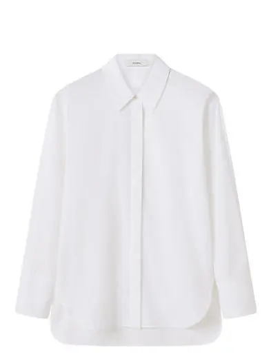JOSEPH Nellie Long-sleeve Cotton Blouse - White