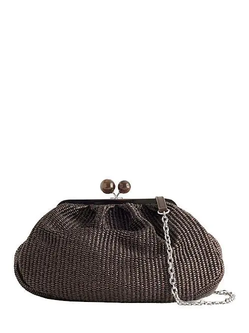Max Mara Fortuna Woven Raffia Crossbody Bag - Dark Brown